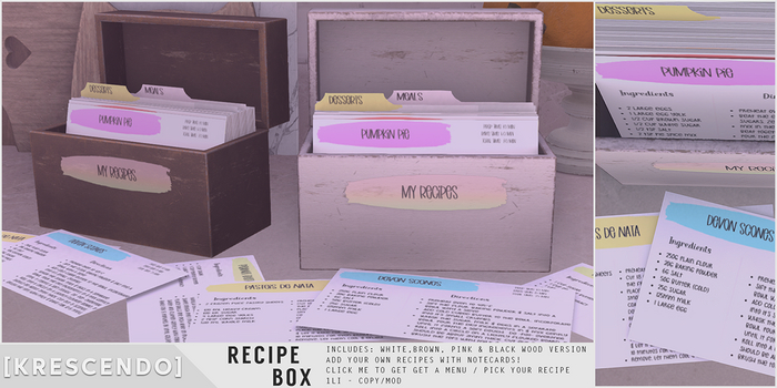 Second Life Marketplace - [Kres] Recipe Box